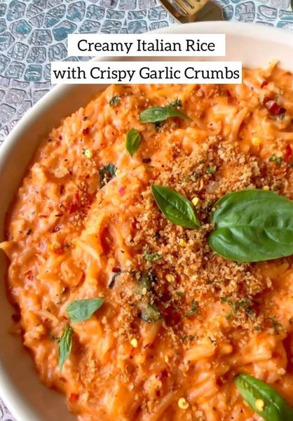Creamy Italian Rice with Crispy Garlic Crumbs in Stahl Artisan Cookwar ...