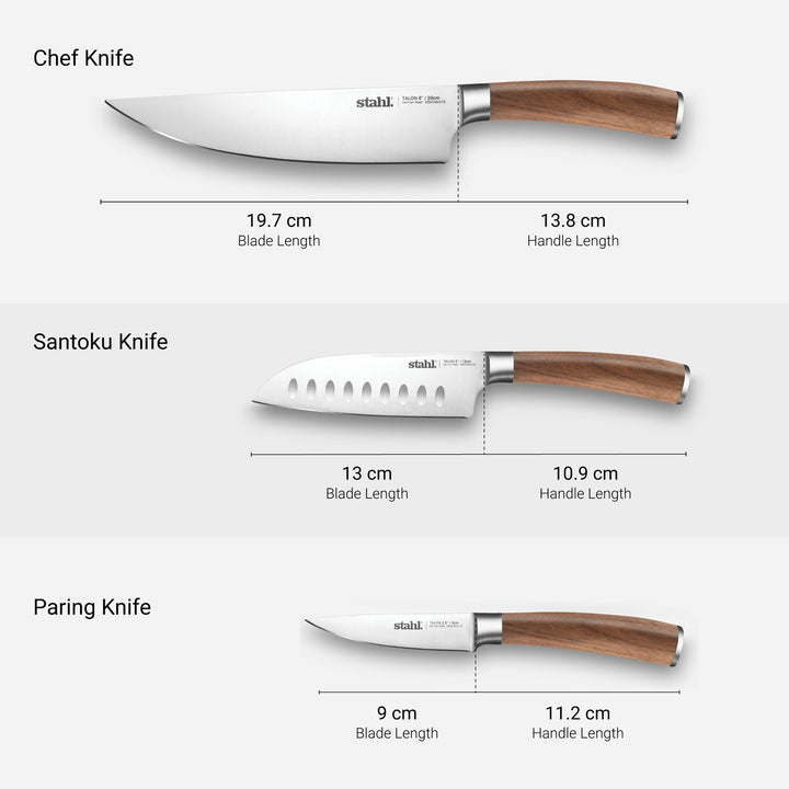 Premium German Steel 3-Piece Knife Set – Stahl Talon Series – Stahl ...